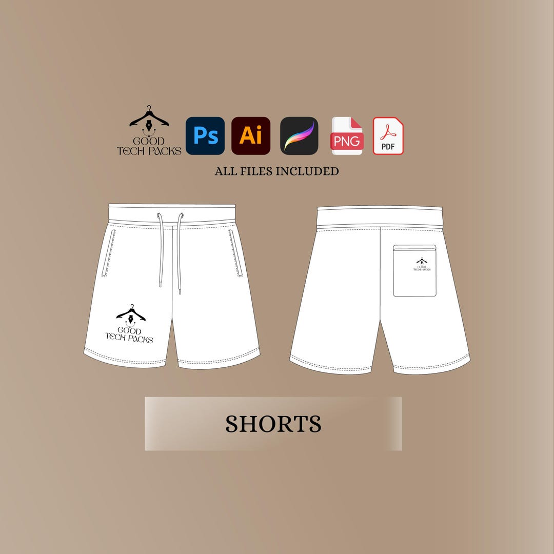 Mesh Shorts Tech Pack Template Vector Mesh Shorts Template Procreate ...