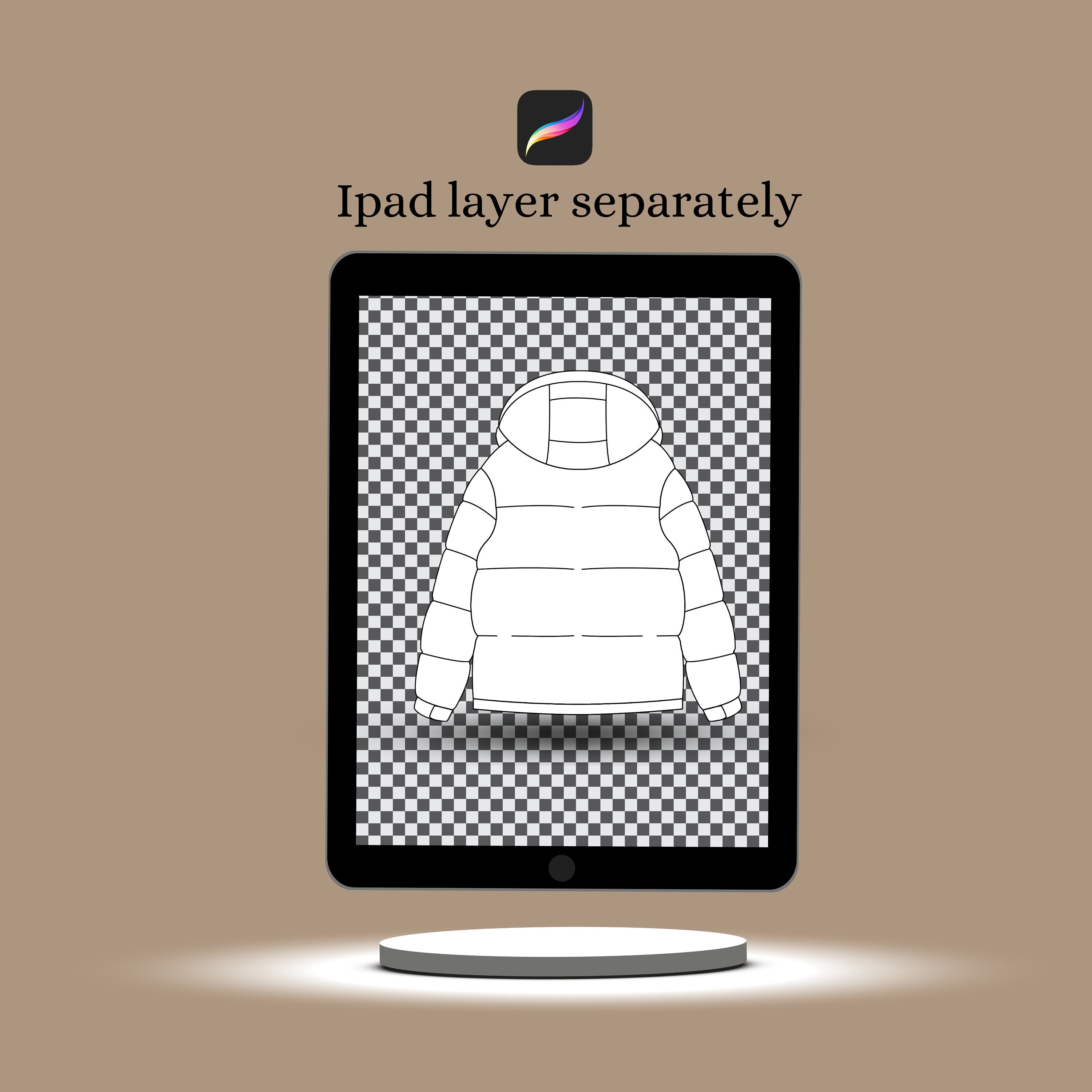 Puffer Jacket Tech Pack: Vector Template for Streetwear Design. Digital ...