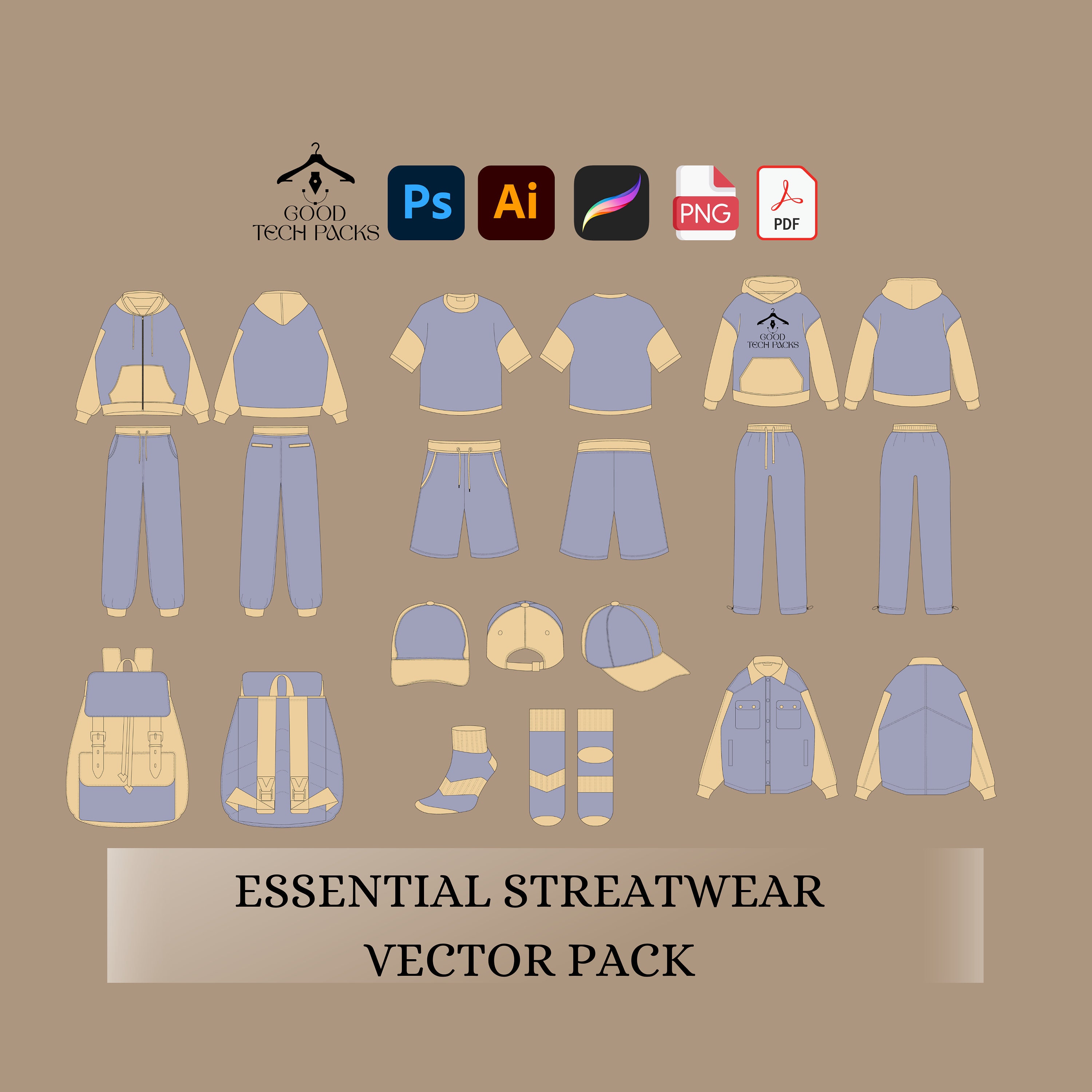 Streetwear Tech Pack Template Vector Template Tech Pack Adobe ...