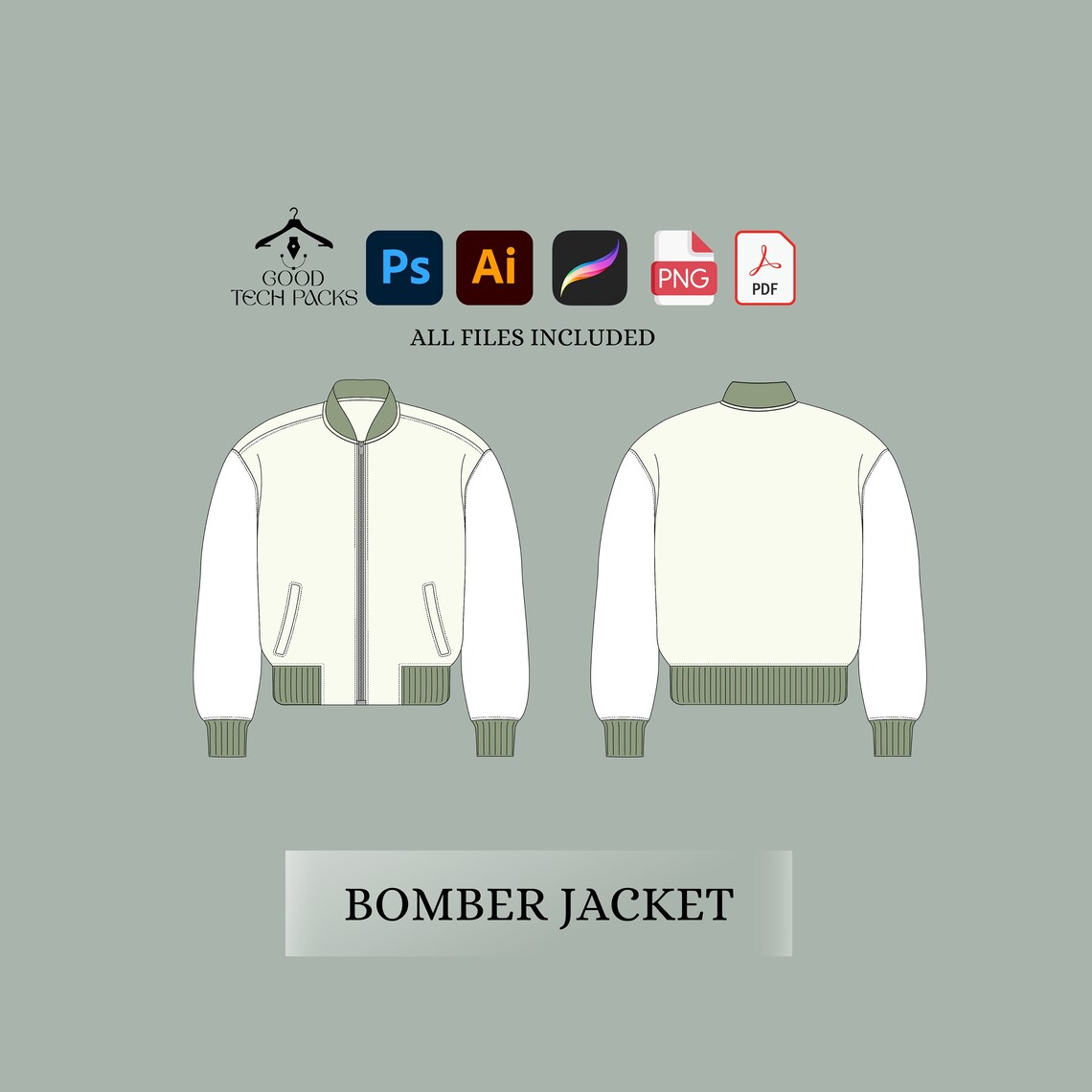 Tech Pack Bomber Jaket Streetwear Template Vector Tech Pack Illustrator ...