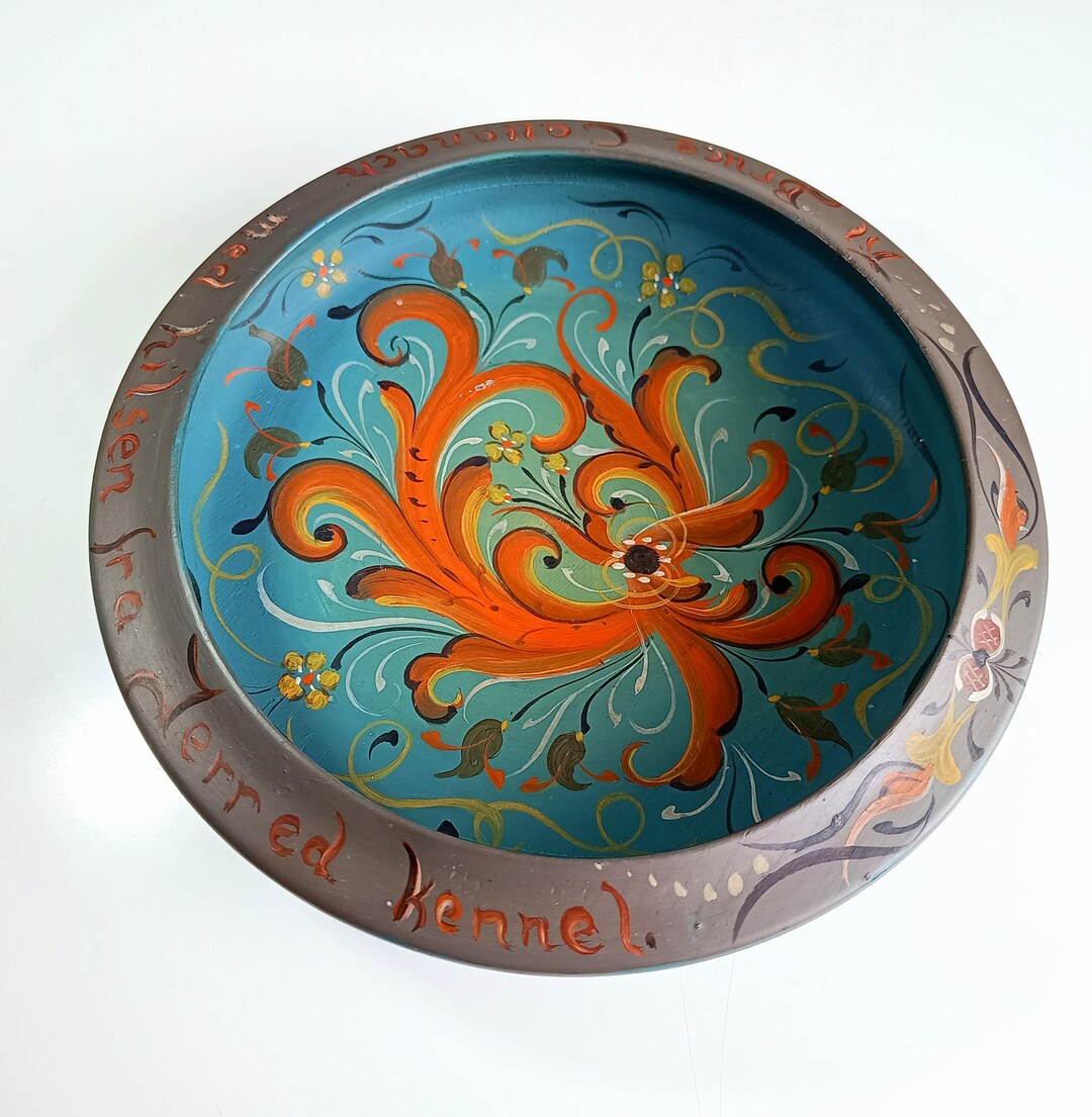Vintage Ado Gjerde Norwegian Folk Art Bread Plate: Hand-painted ...
