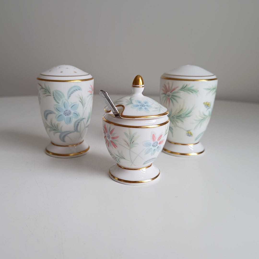 Vintage Minton Cruet Set: Vanessa Pattern English Bone China, 1960 - Etsy