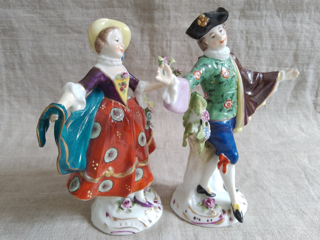 Samson Porcelain Figures: French Baroque Courting Couple, Gold Anchor ...