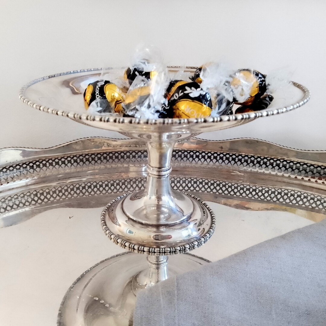 Vintage English Silver Plate Fruit Serving Bowl, Art Nouveau Compotier ...