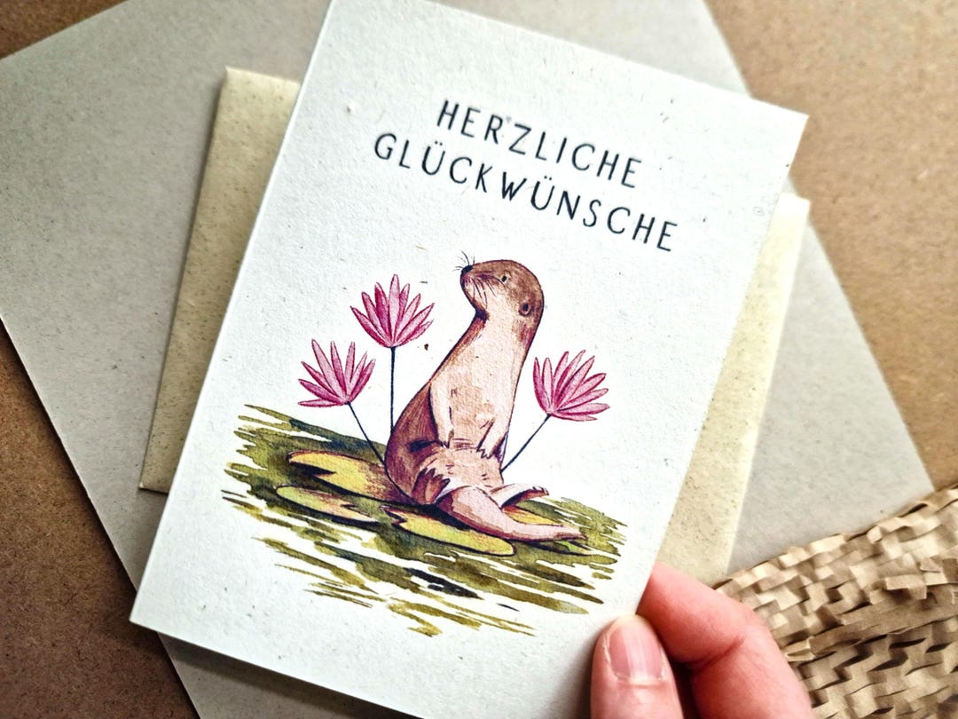 Birthday Card | Otter | for Your Birthday | Watercolor Birthday Card ...