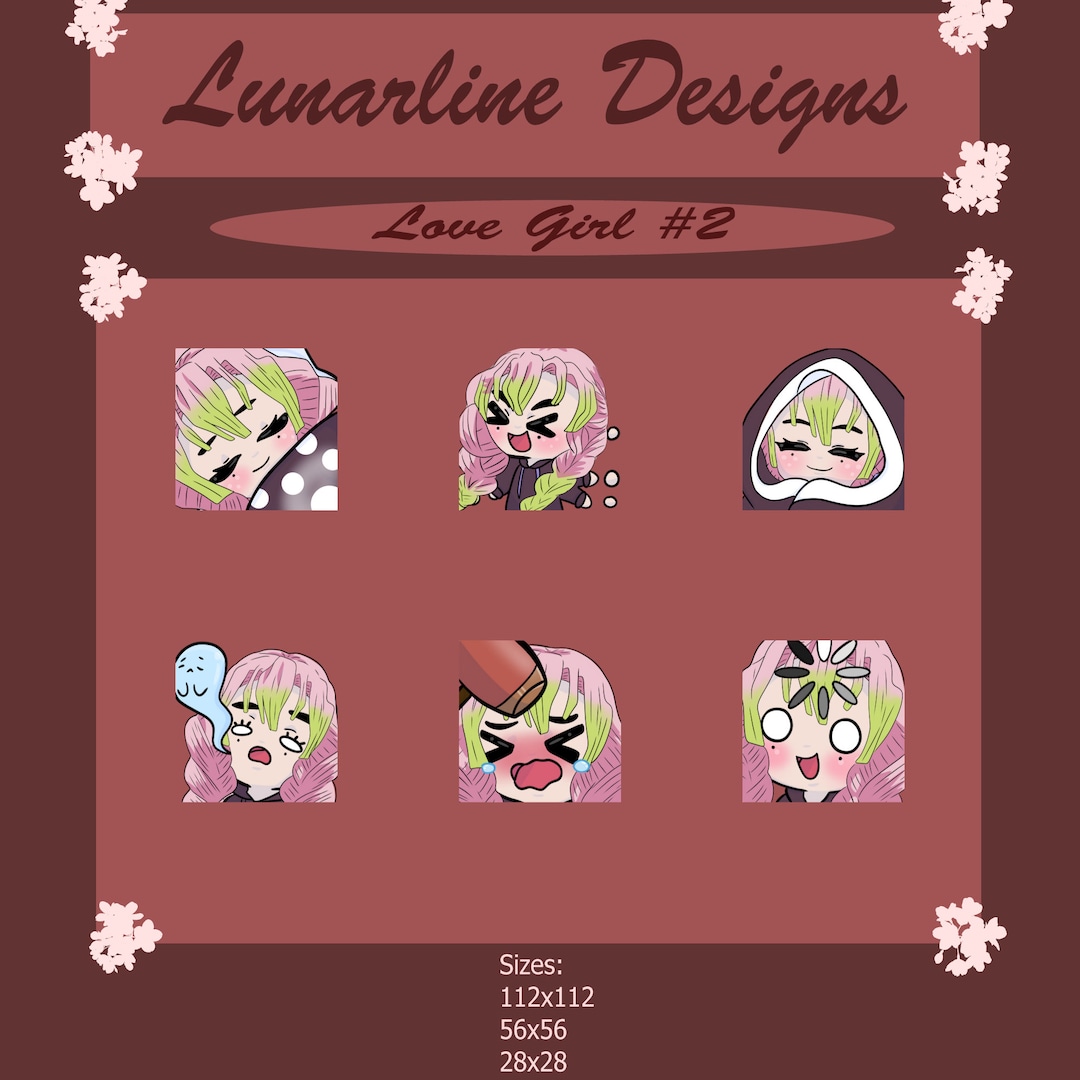6 Emotes Set 2 / Love Girl / Twitch Discord - Etsy