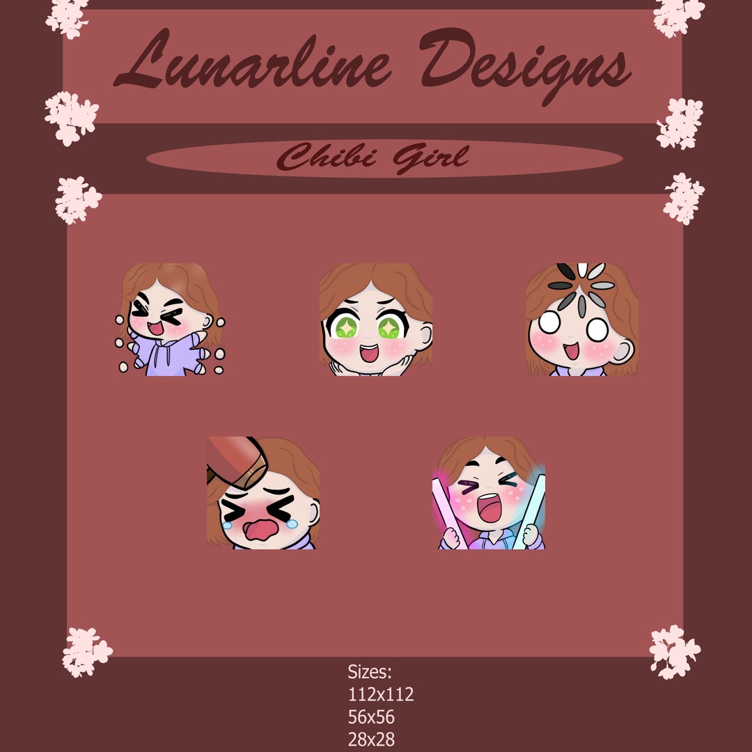 5 Emote Pack Set 3 / Chibi Girl / Twitch, Youtube, Discord - Etsy