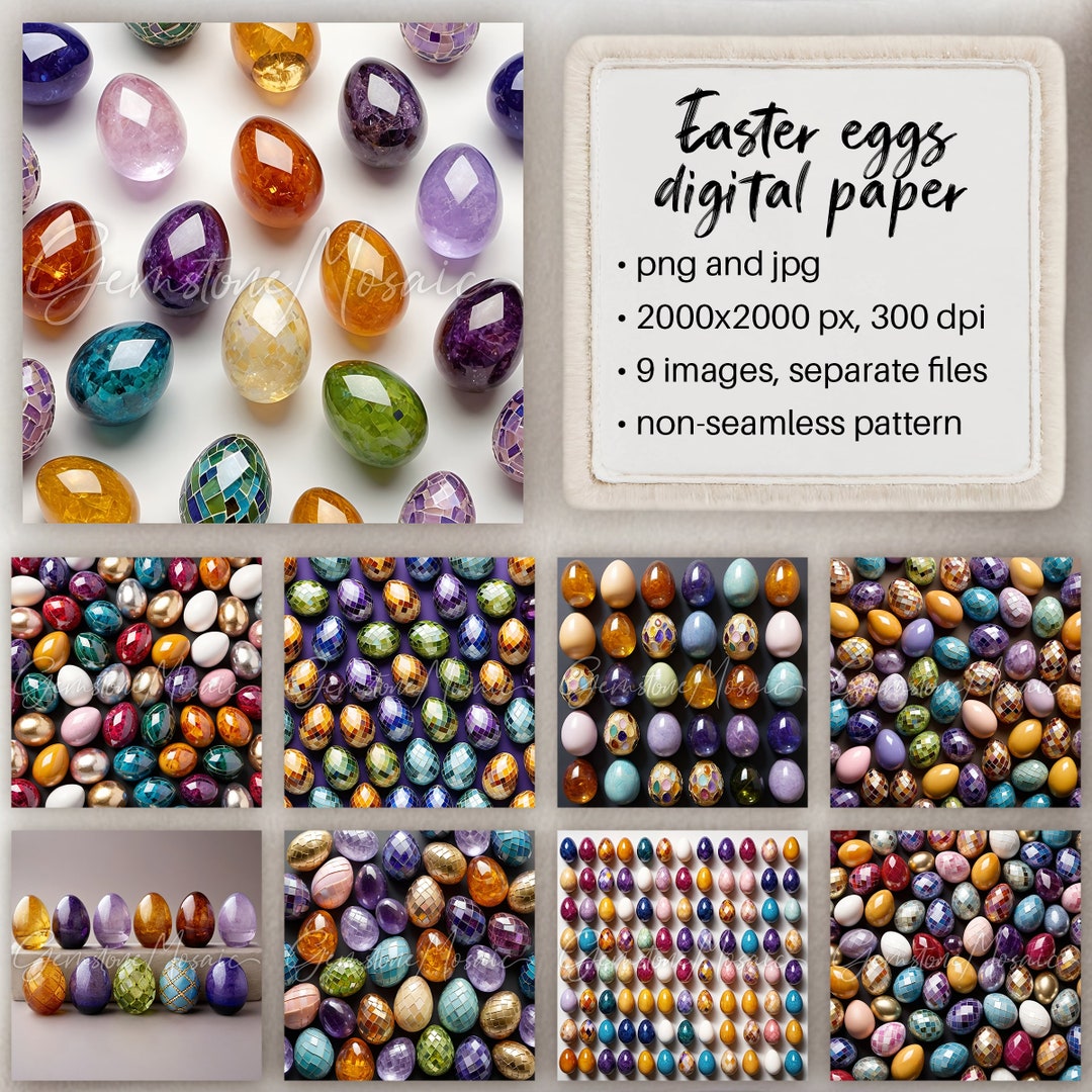 Easter Eggs Digital Paper, Non-seamless Pattern, Digital Mosaic ...