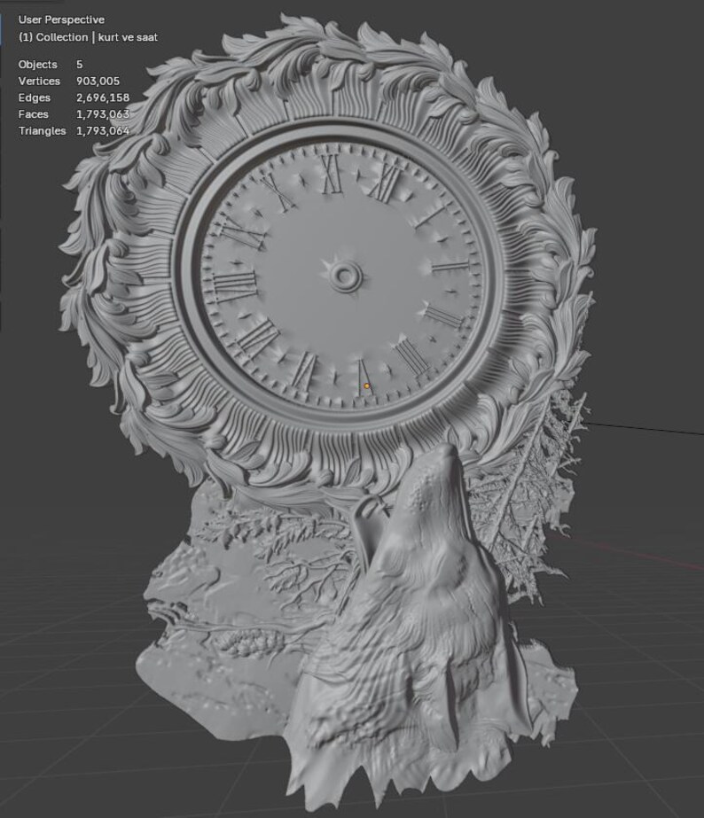 Wolf Clock ,3D Model STL File,cnc Router Engraver,artcam,cnc Files,wood,wall Decor,cut3d,3d ...