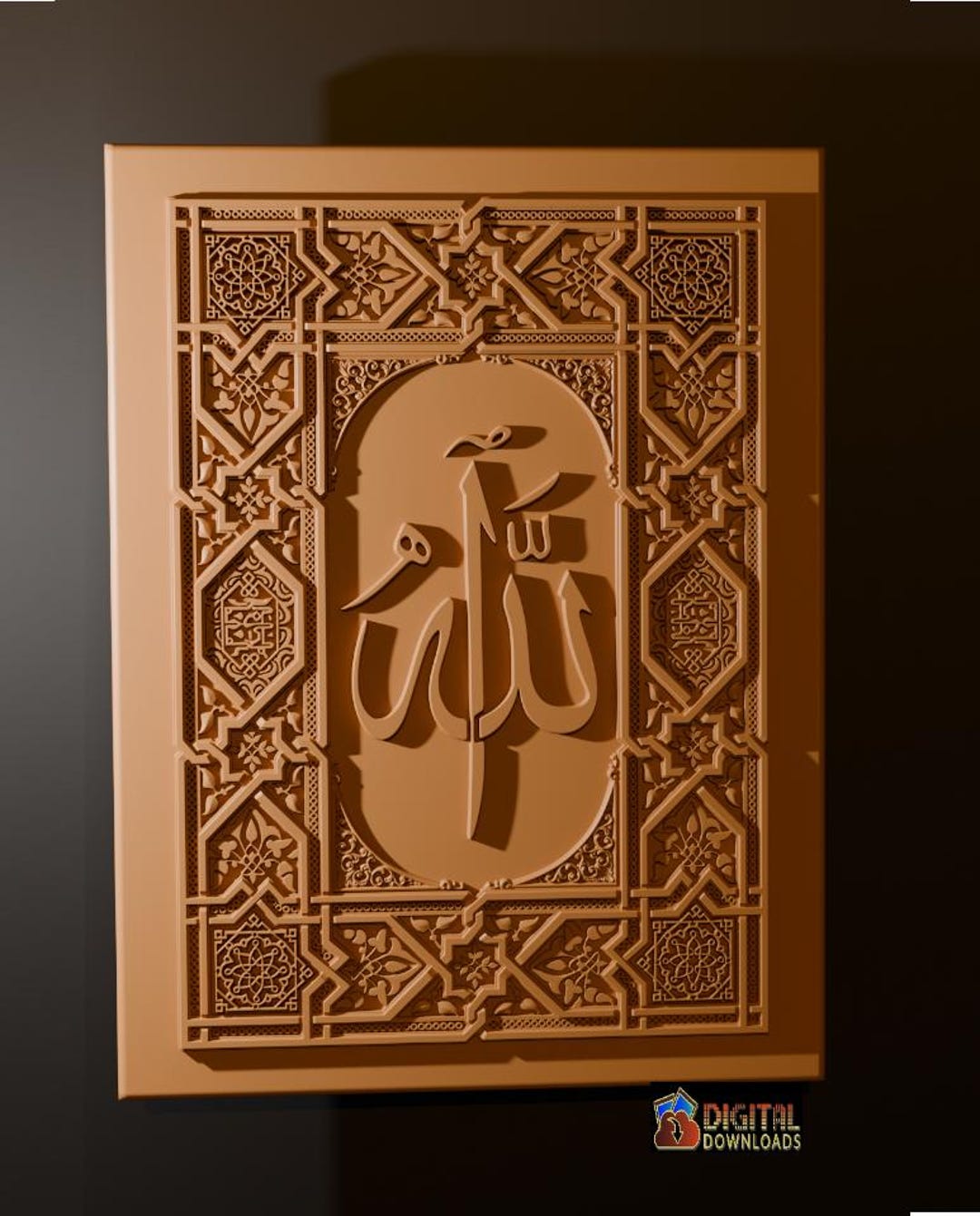 Allah and Frame , 3D Model STL File,cnc Router Engraver,artcam,,wood ...