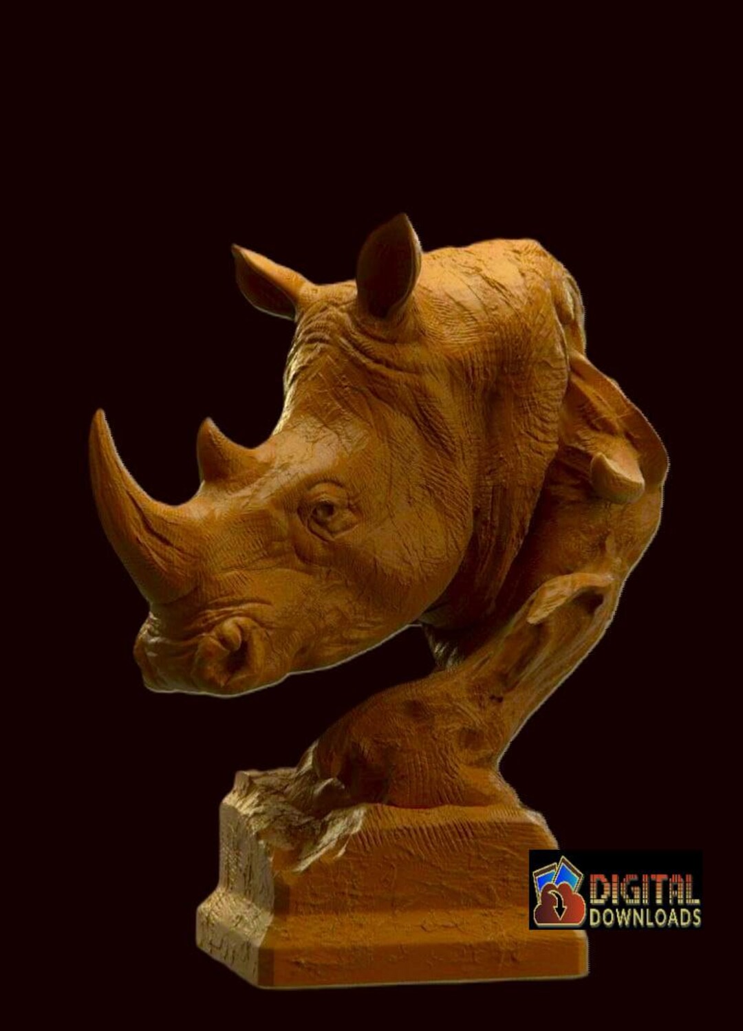 Rhino STL Bust,3d Model STL File,cnc Router Engraver,artcam,,wood,wall ...