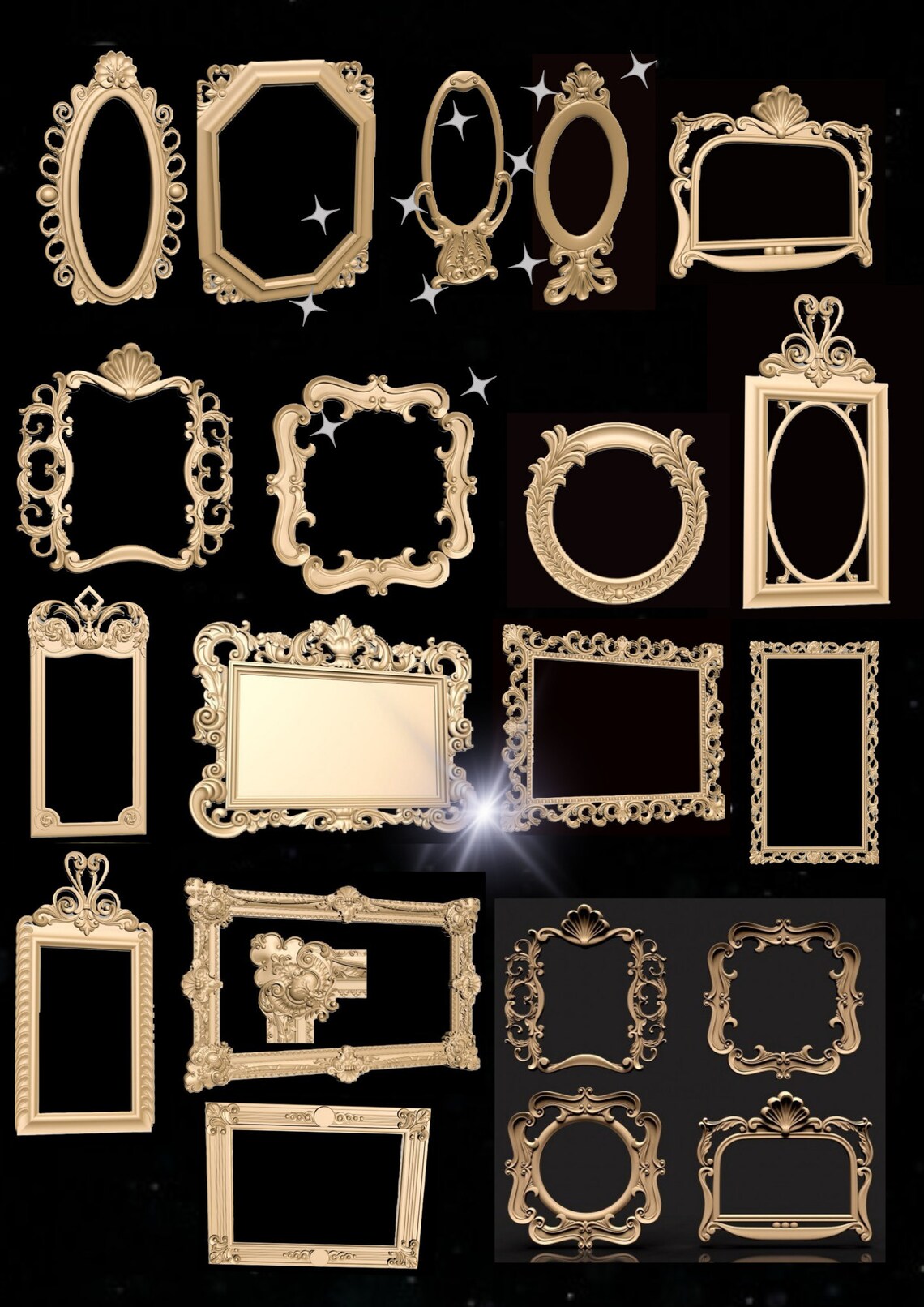 20 PCS ,3D STL Files of Mirror Frames, Picture Frames, Digital File for ...