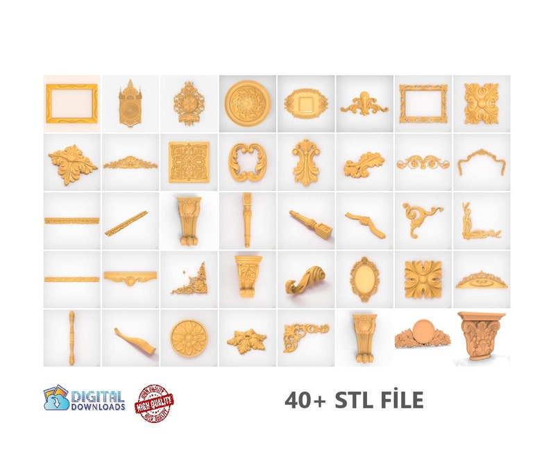 3D STL Models Moldings for Decoration 40+ Pcs Router Engraver Carving ...