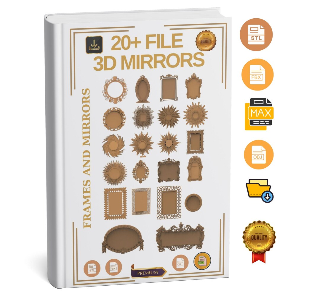 20+PCS ,3D Mirror and Frames,stl Files,3dmax Files,fbx Files,obj Files ...