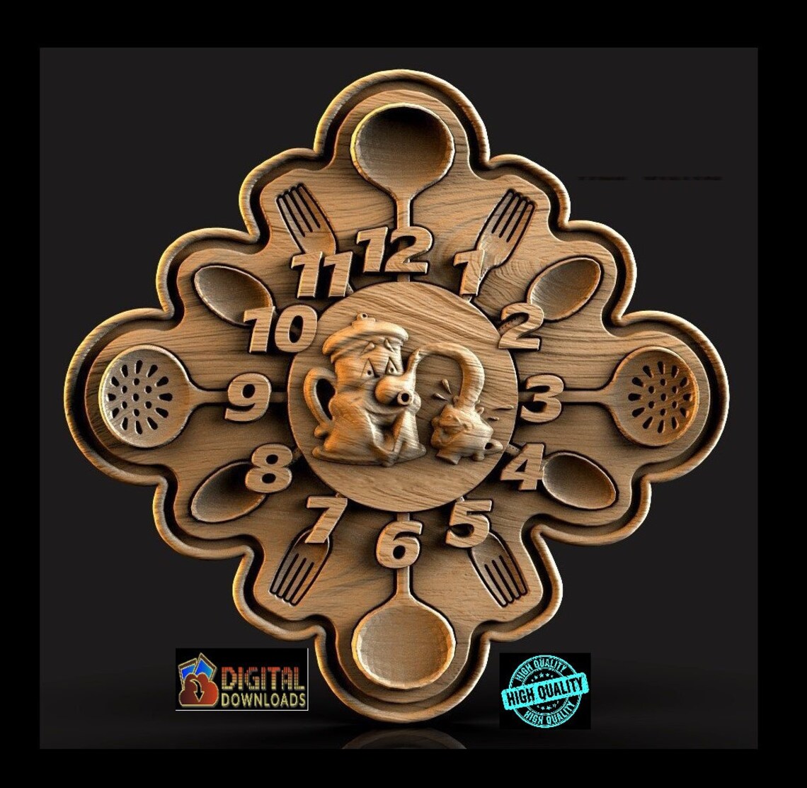 2 Kitchen Clock ,3D Model STL File,cnc Router Engraver,artcam,cnc Files ...