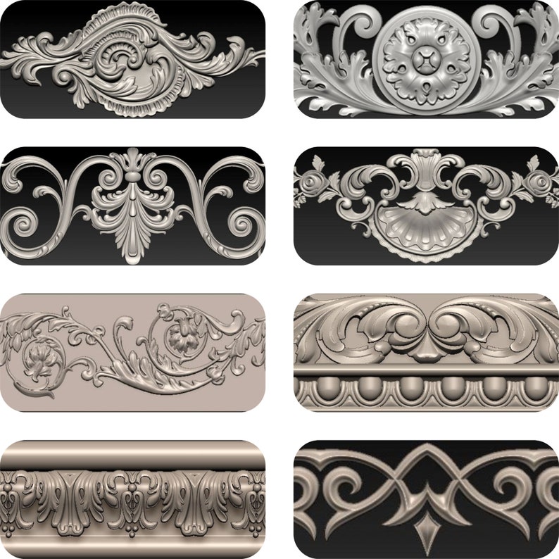 3D .STL Models 24 Pieces of Moldings for Decoration 3d Models. CNC ...