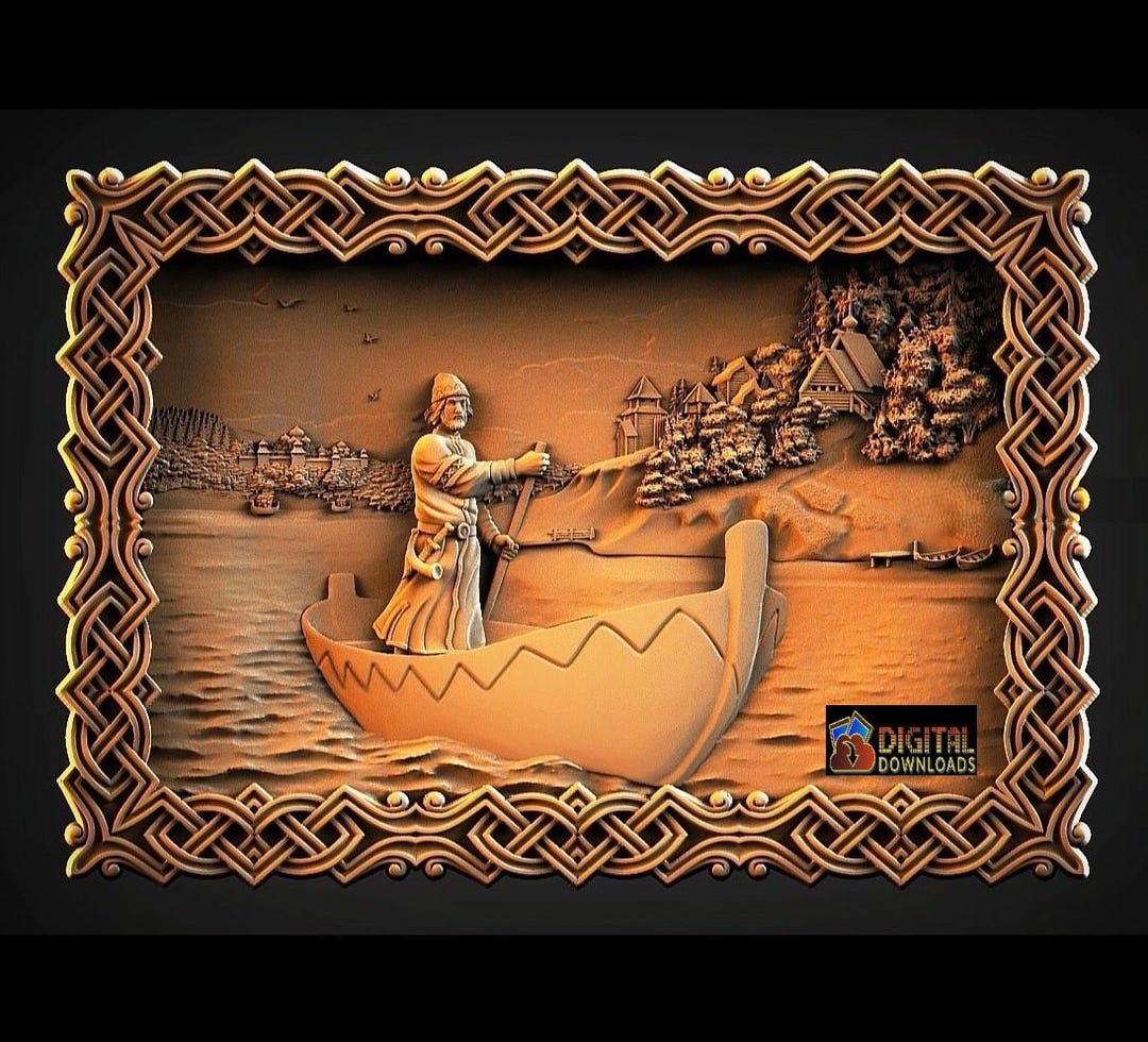 Fisherman and Boat, 3D Model STL File,cnc Router Engraver,artcam,,wood ...