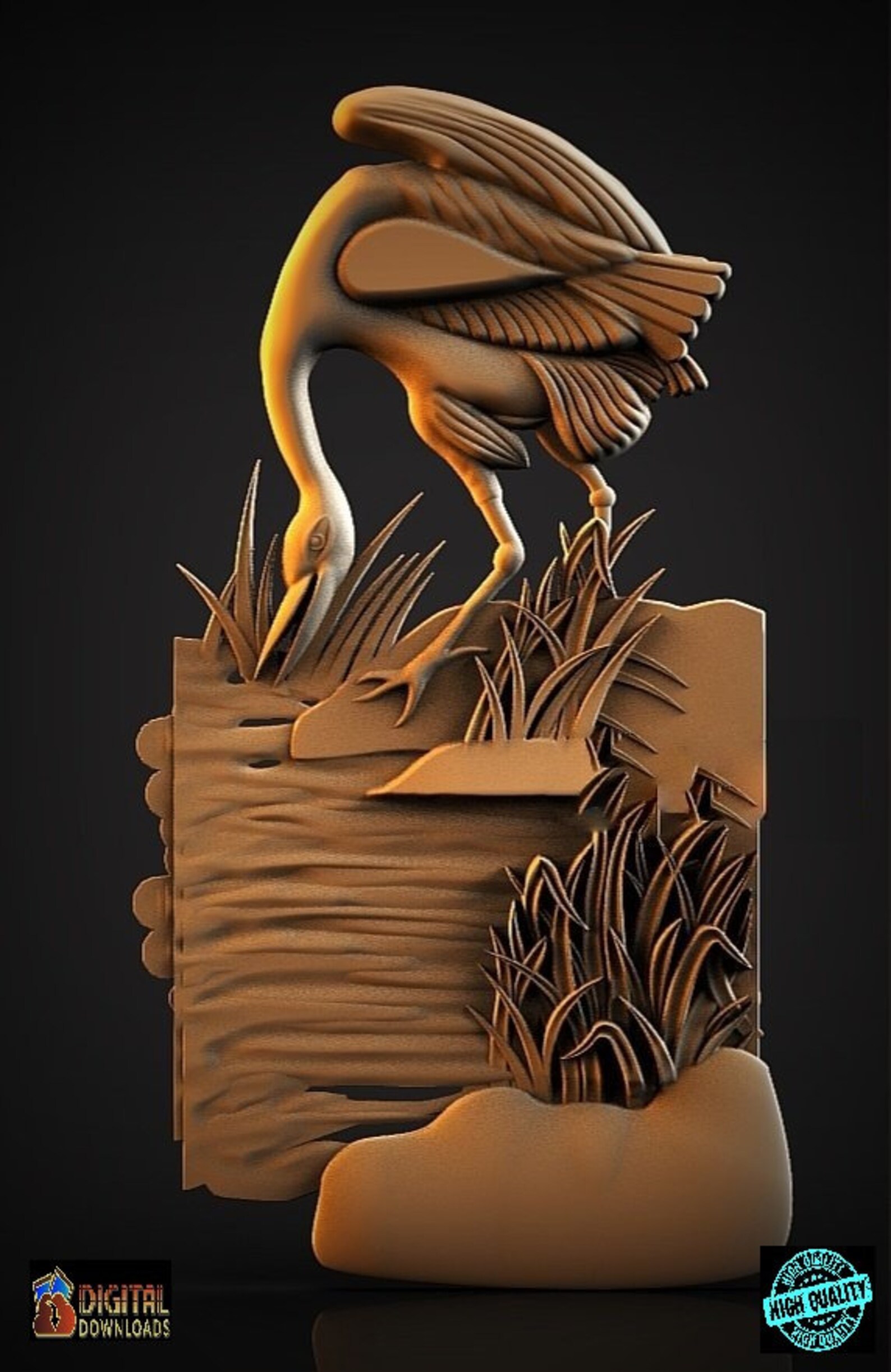 Heron Bird , 3d Model STL CNC Files Wall Decor Wood Art Home Decor DIY ...