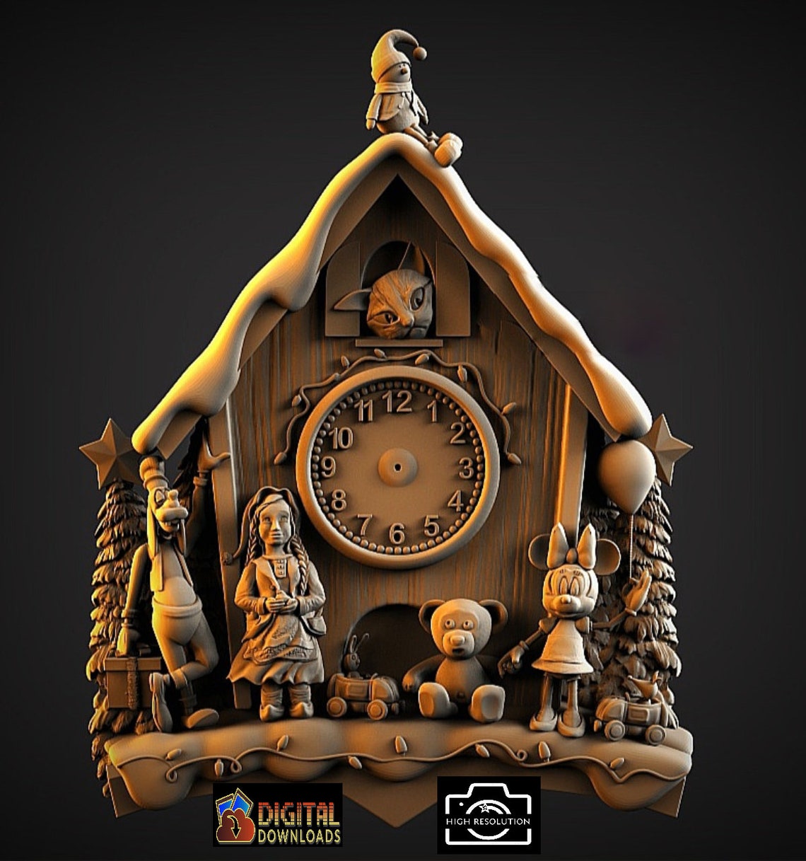 Wall Clock, 3D STL Model, CNC , Artcam, CNC Files, Wood, Art, Wall ...