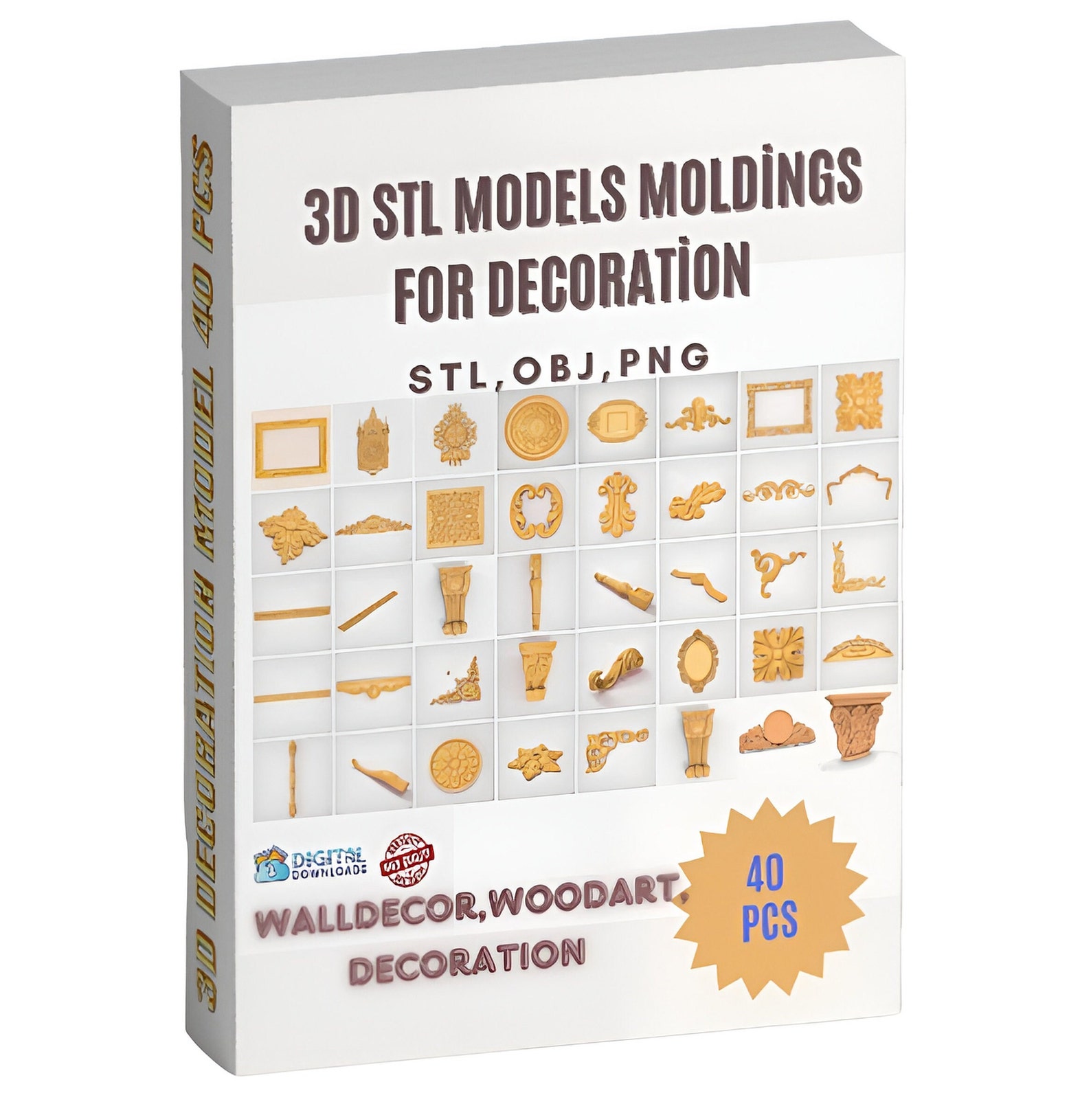 3D STL Models Moldings for Decoration 40+ Pcs Router Engraver Carving ...