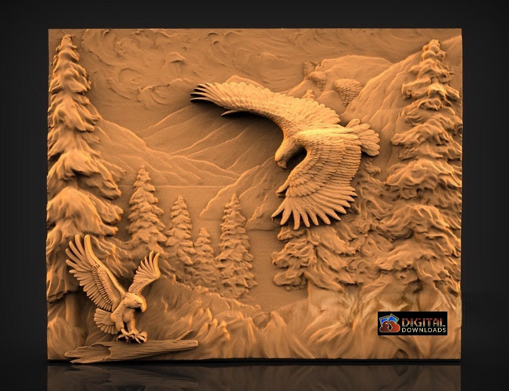 Mountain Eagle,3d Model STL File,cnc Router Engraver,artcam,,wood,wall ...