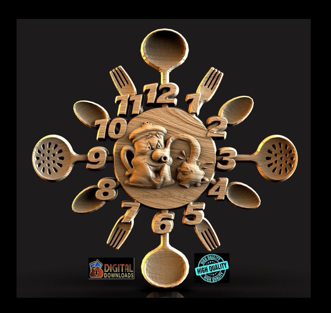 2 Kitchen Clock ,3D Model STL File,cnc Router Engraver,artcam,cnc Files ...