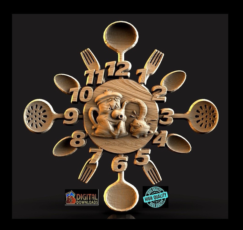 2 Kitchen Clock ,3D Model STL File,cnc Router Engraver,artcam,cnc Files,wood,wall Decor,cut3d - Etsy