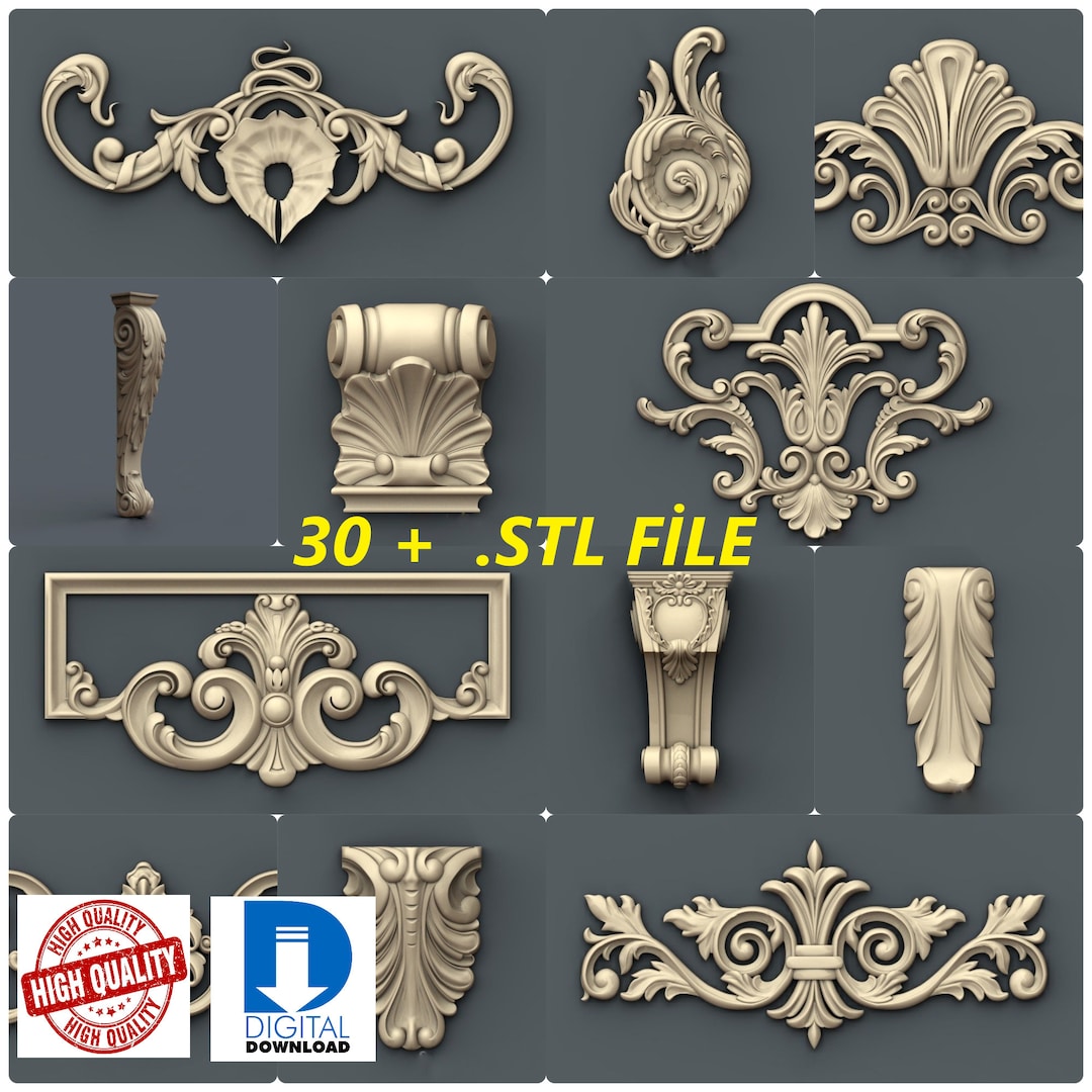 Molduras de modelos 3D STL para decoración Más de 30 piezas de diseños ...
