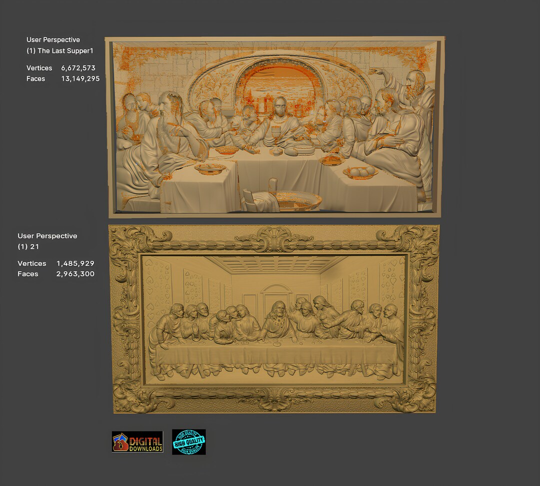 2 The Last Supper 3d Stl Model Cnc Files Wood Art Wall Decor Cnc