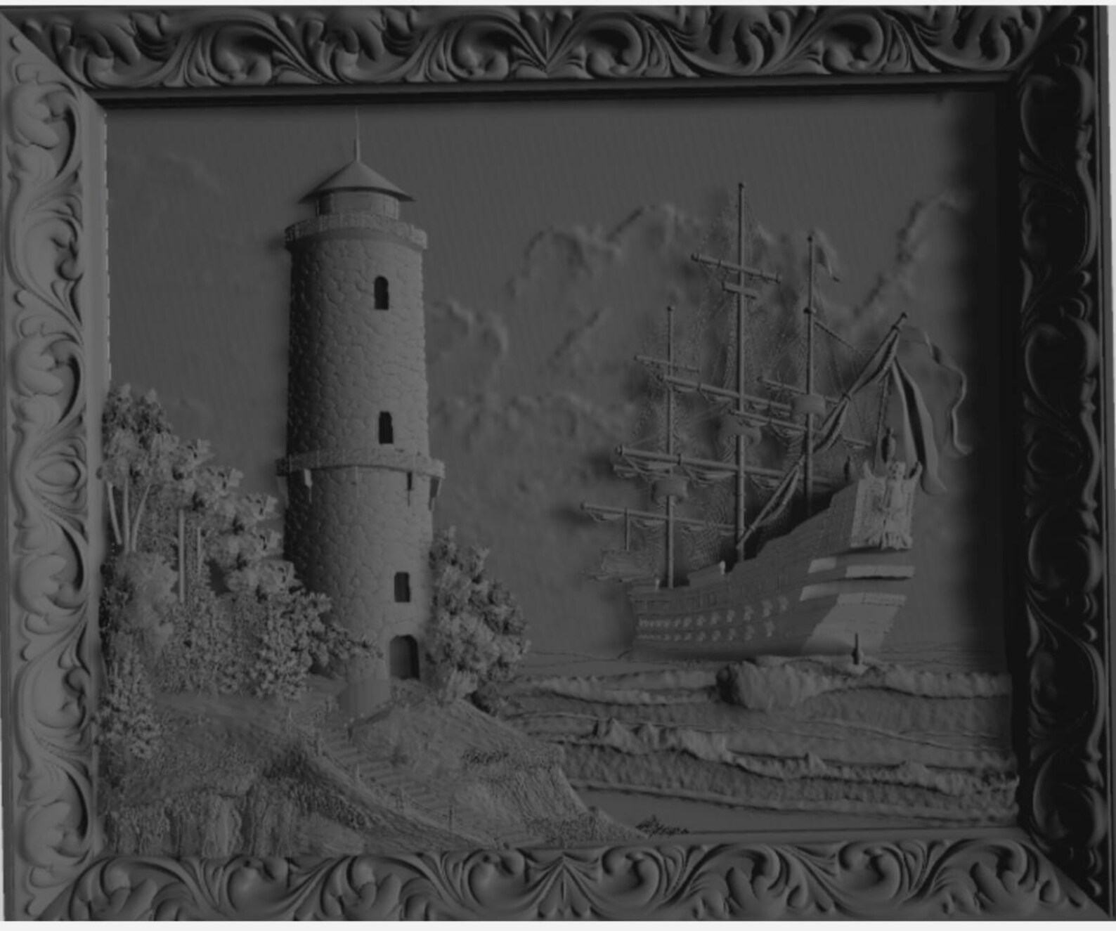 Lighthouse and Ship,3d Model STL File,cnc Router Engraver,artcam,cnc ...