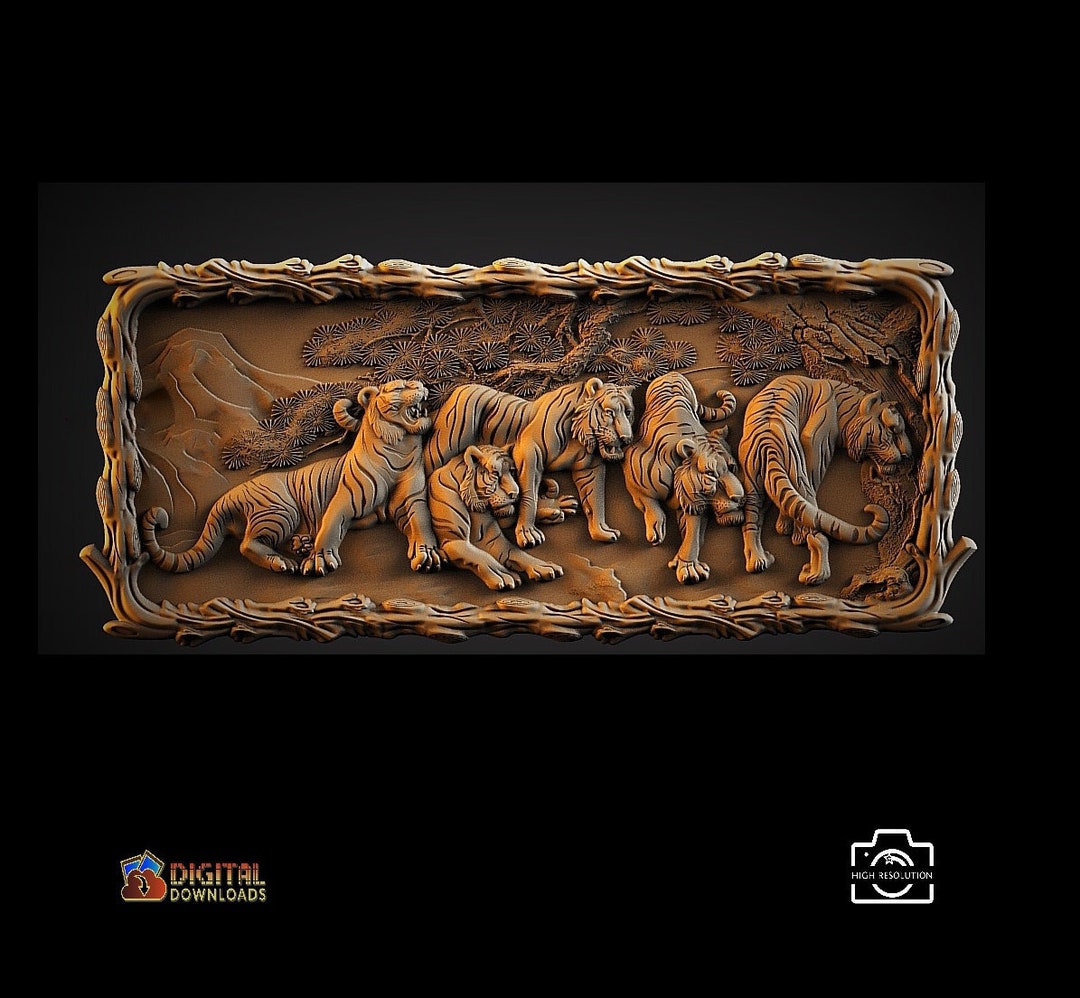 Tiger, 3D STL Model, CNC , Artcam, CNC Files, Wood, Art, Wall Decor ...
