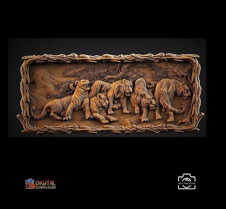 Tiger, 3D STL Model, CNC , Artcam, CNC Files, Wood, Art, Wall Decor ...