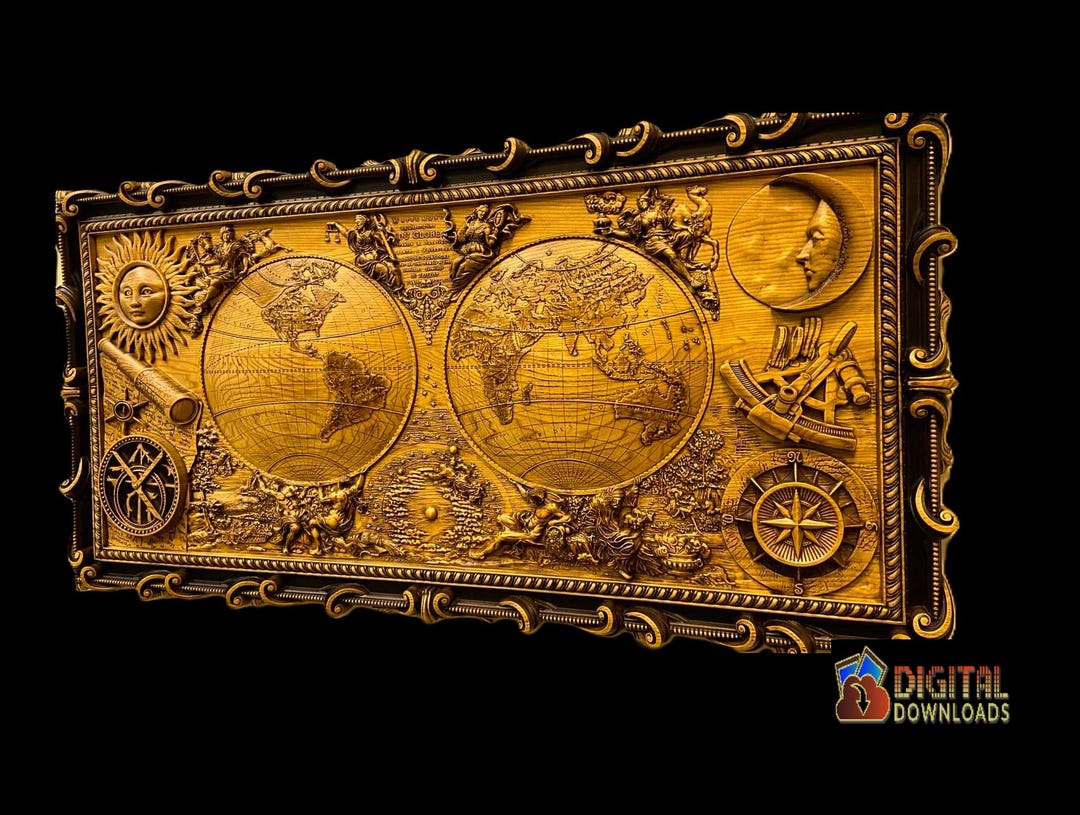 Karta ,world Map Relief Stl , 3D Model STL File,cnc Router Engraver ...