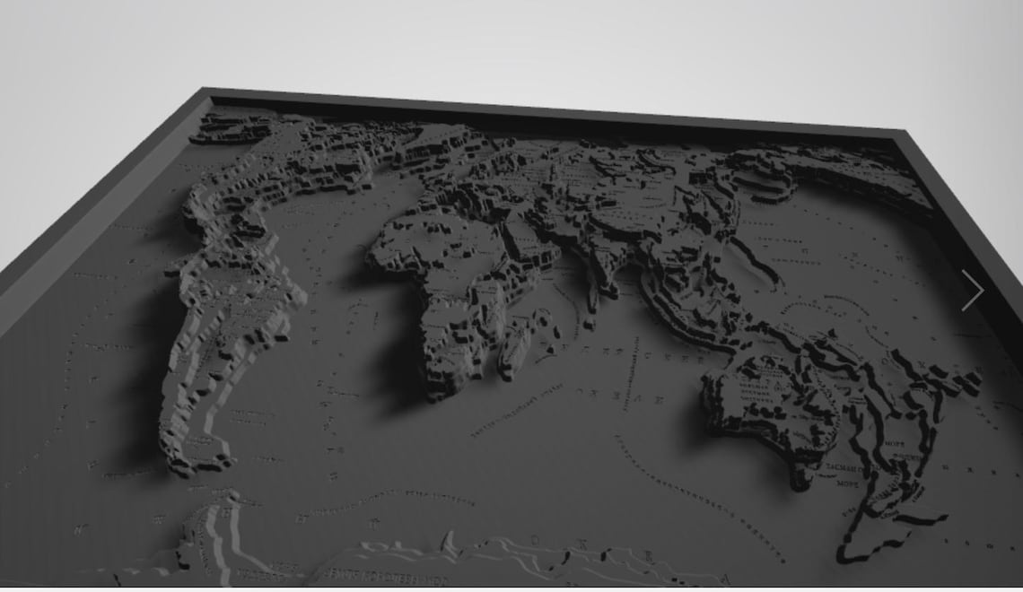 3d World Map Relief- 3d Stl, Drawing Files for Cnc Machine ,CNC Router ...
