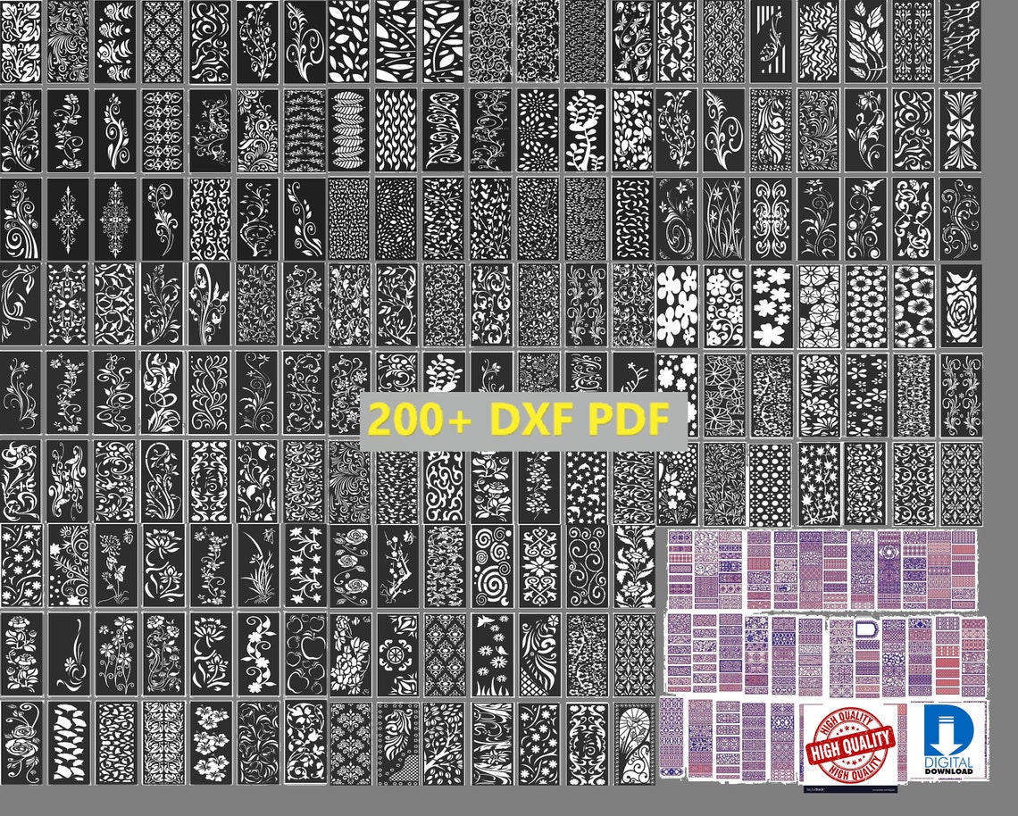 200+PCS Laser Cut Vector Templates, Decorative Cutting Templates, DXF ...
