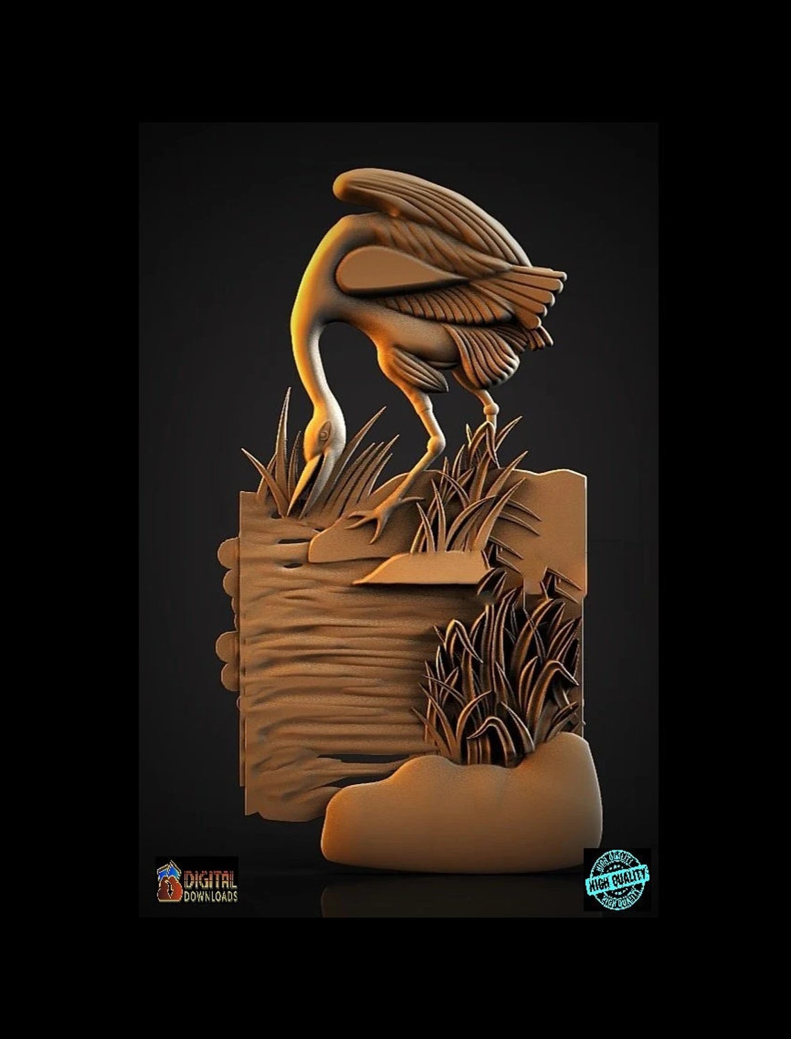 Heron Bird , 3d Model | STL | CNC Files | Wall Decor | Wood Art | Home ...