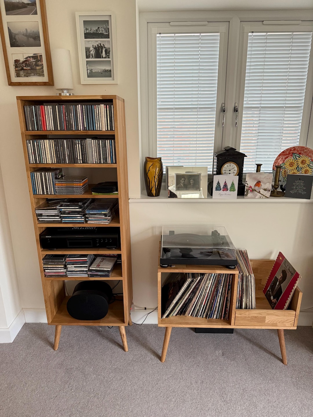 Mid Century Wooden Record Player Stand - Turntable Vinyl Storage ...