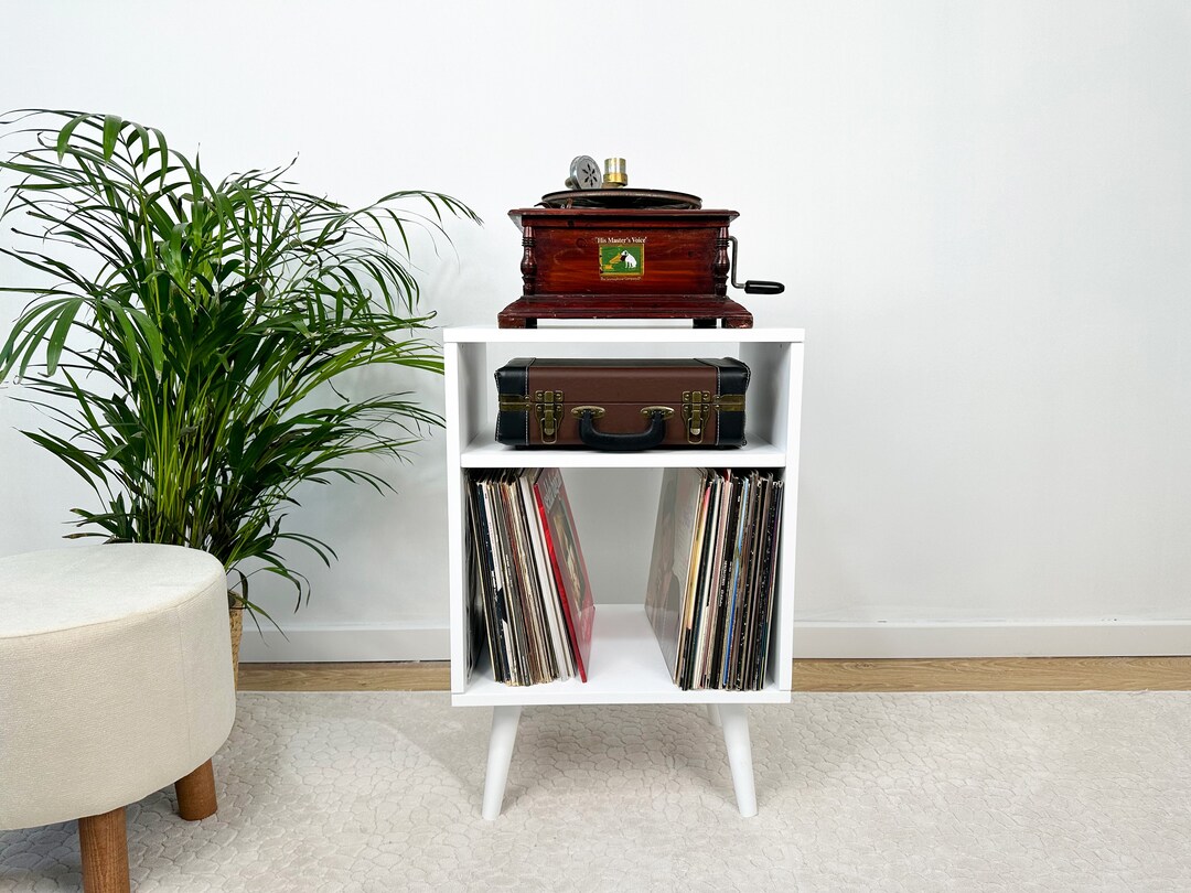Vinyl Record Console – Turntable Stand With Storage – Wooden Record ...