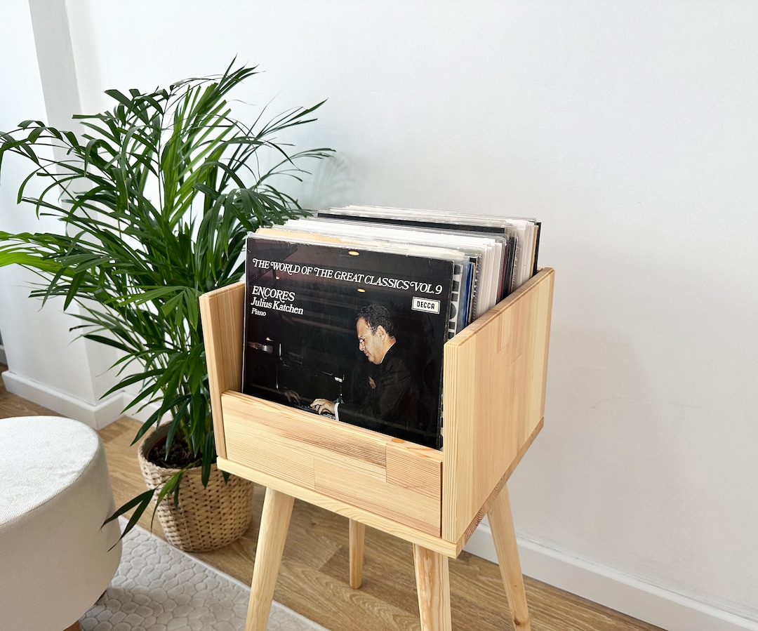 Vinyl Record Player Stand – Handmade Turntable Console With LP Storage ...