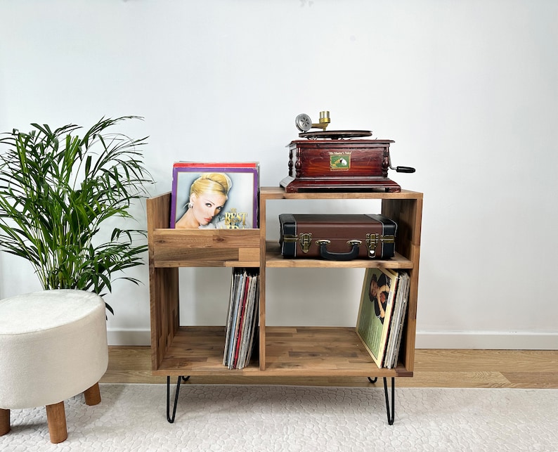Walnut Vinyl Console, Vinyl End Table, Vinyl Display - Etsy