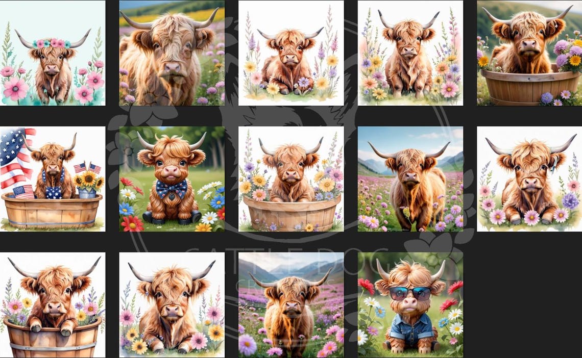 Sublimation Images - Sublimation, Cows, Highland Cows, AI Art - Etsy