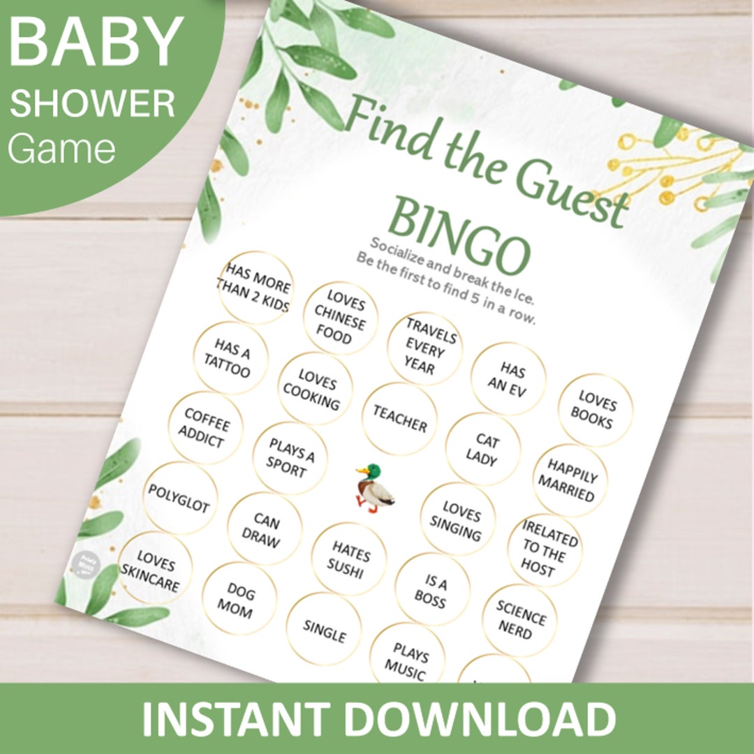 Baby Shower Game Find the Guest Greenery Theme Baby Party Christening ...