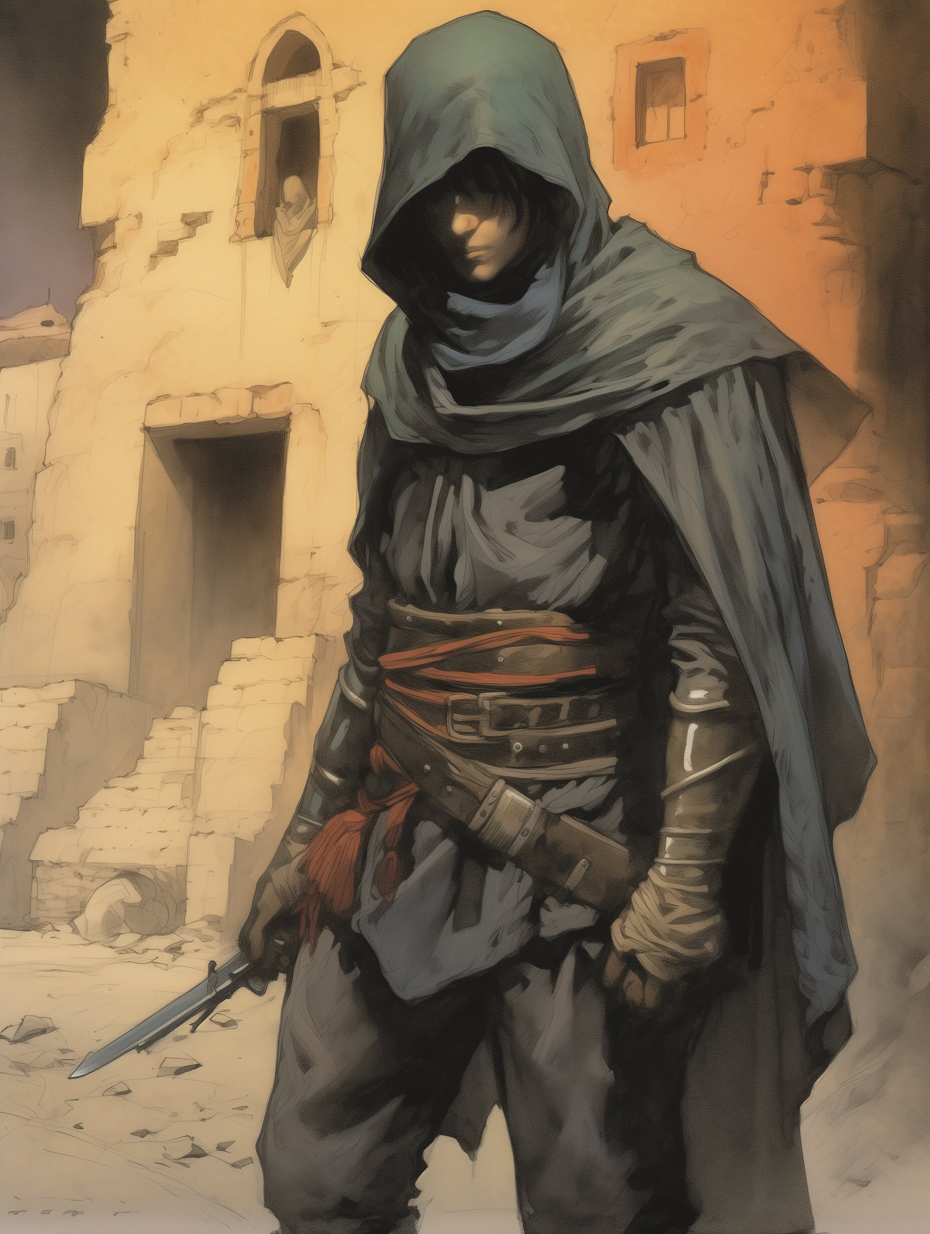 Rogue in Black RPG Dnd Character Art - Etsy