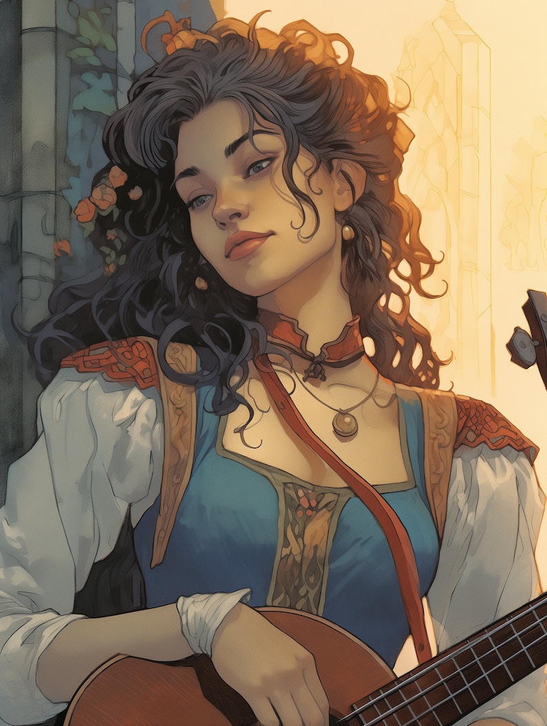 Female Bard RPG Dnd Character Art - Etsy