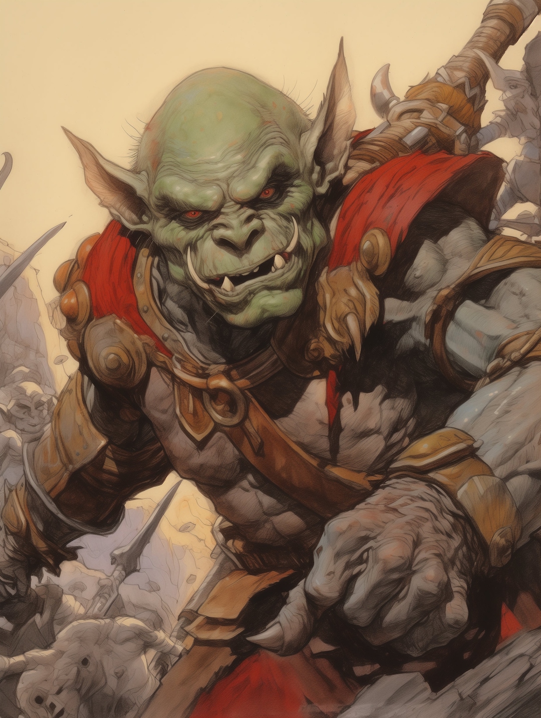 Orc Warrior RPG Dnd Character Art - Etsy