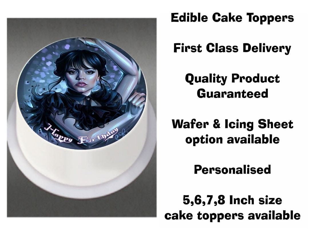 Edible Wednesday Addams Themed Cake Topper - Can Be Personalised - Etsy UK