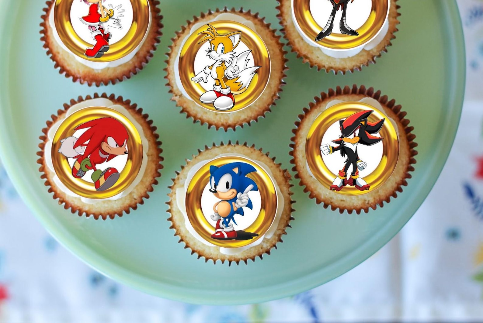 Precut 6 Edible Sonic the Hedgehog Themed Cupcake Toppers - Etsy UK