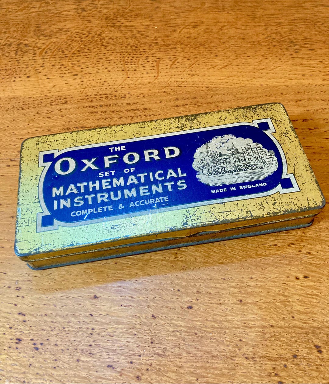 Vintage Oxford Mathematical Instruments Set Tin With Compass and Helix ...