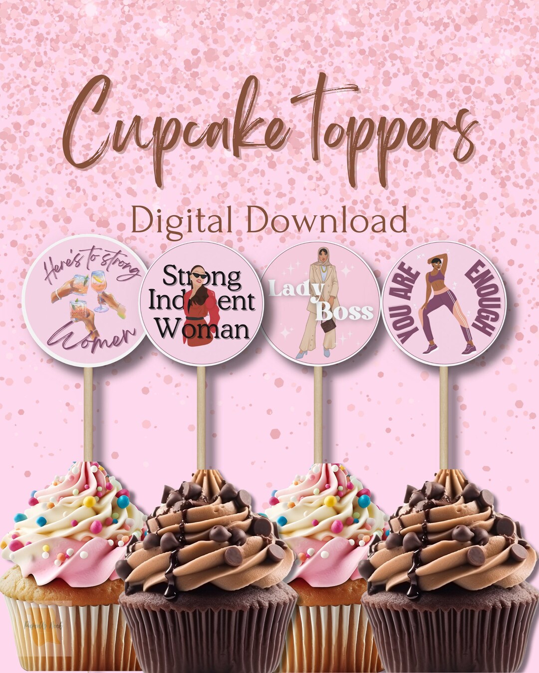 Women Empowerment Printable Bundle Cake Toppers Labels Stickers Cricut ...
