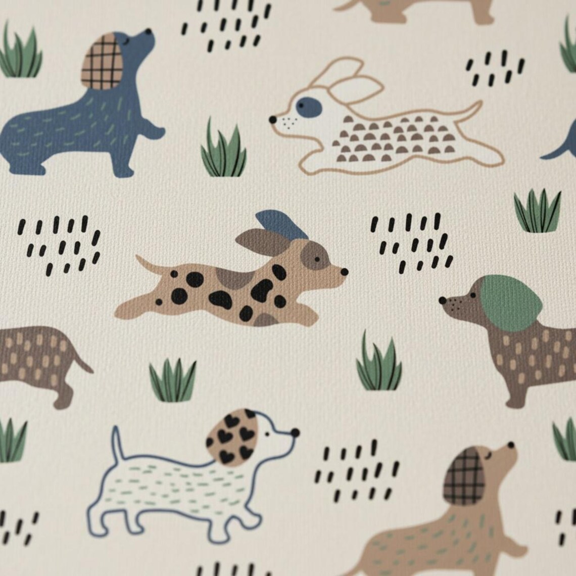 Scandinavian Sausage Dog Seamless Pattern, Nordic Dachshund Print ...